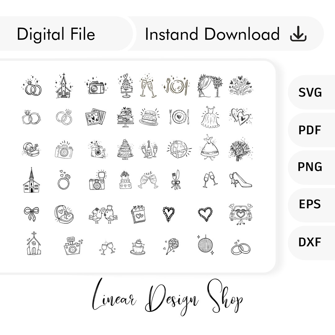 Hand-drawn Wedding Timeline Icons (svg, Png, Pdf, Eps, Dxf) Bundle - Etsy
