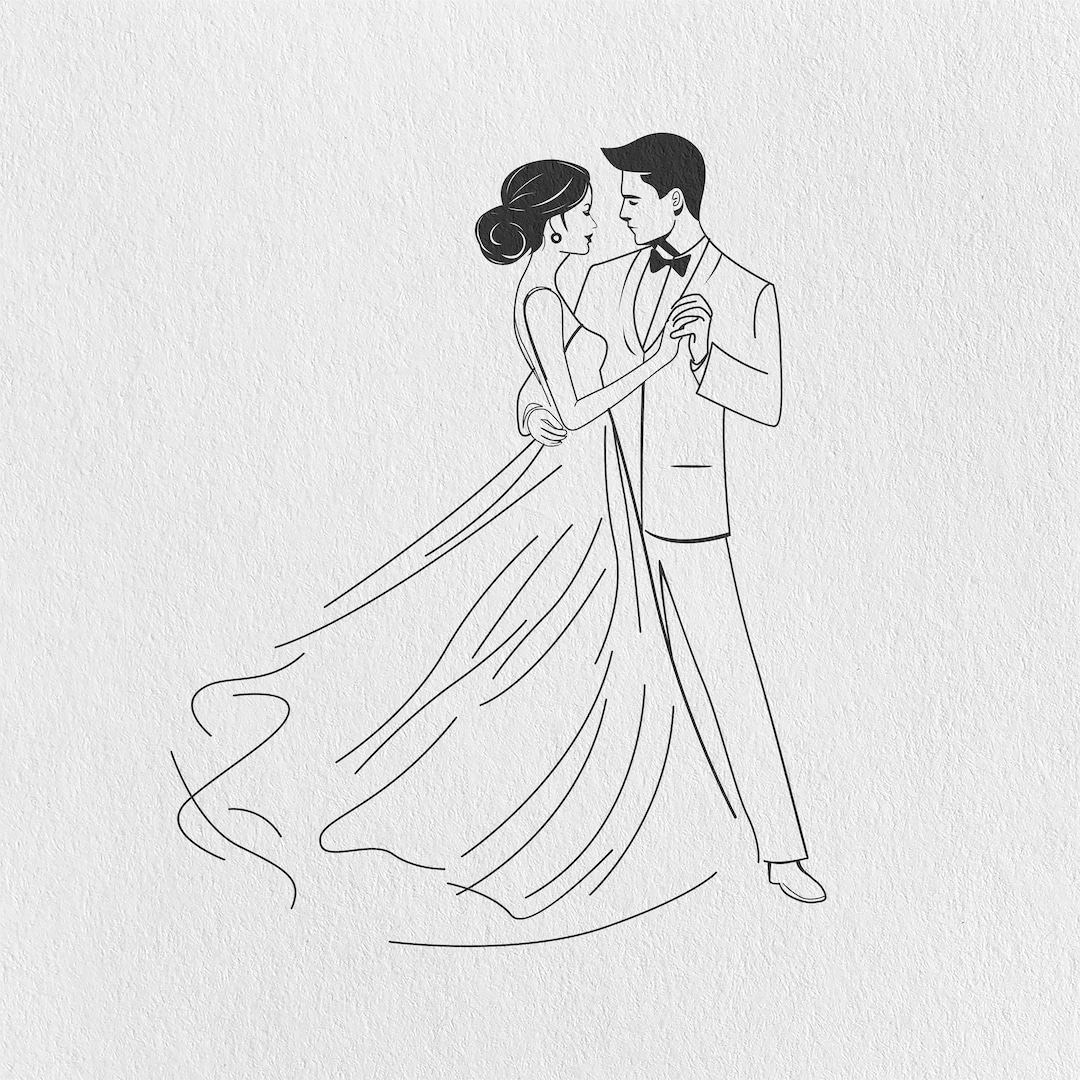 Bride and Groom Dance Svg, Hand Drawn Bride and Groom, Wedding Svg ...