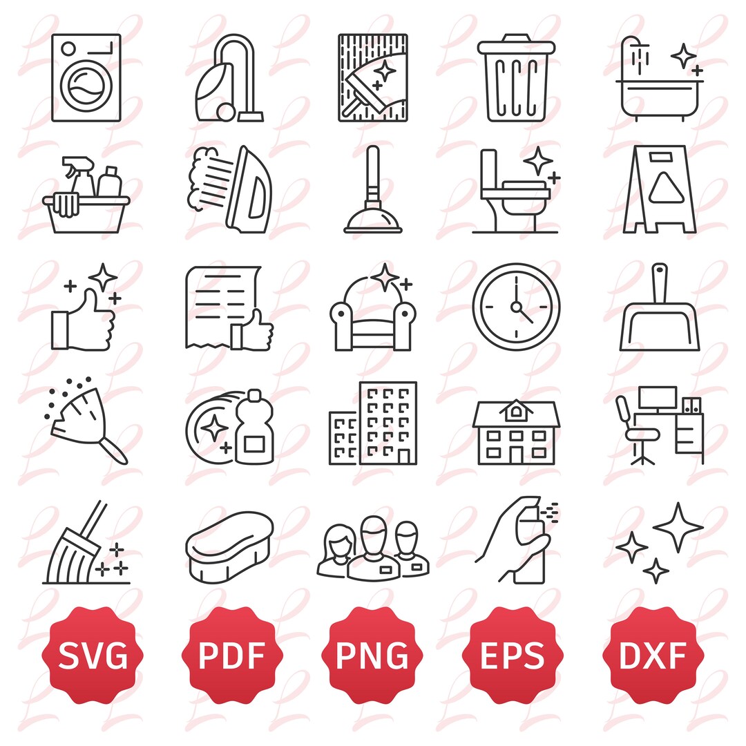 Cleaning Icons Bundle Cleaning Line Icons Cleaning Service - Etsy