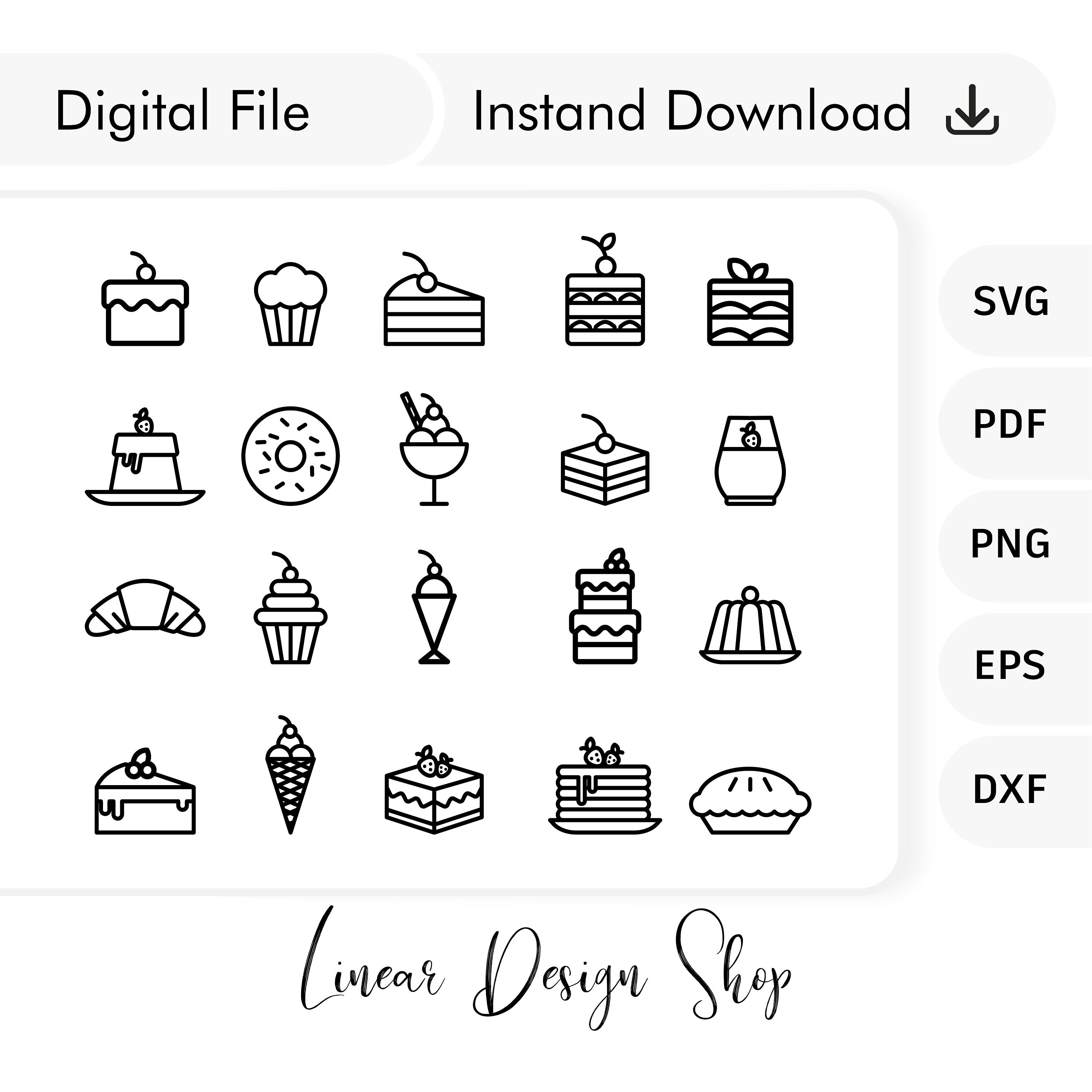Patisserie Icon Bundle – Bakery, Cake, Pastry (svg, Png, Pdf, Eps, Dxf ...