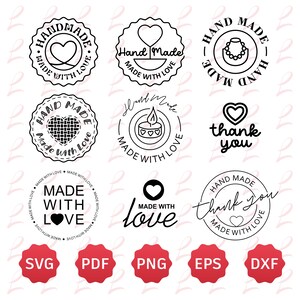 Hand Made Sticker SVG Bundle Hand Made Rubber Stamp Stamps Design Made ...