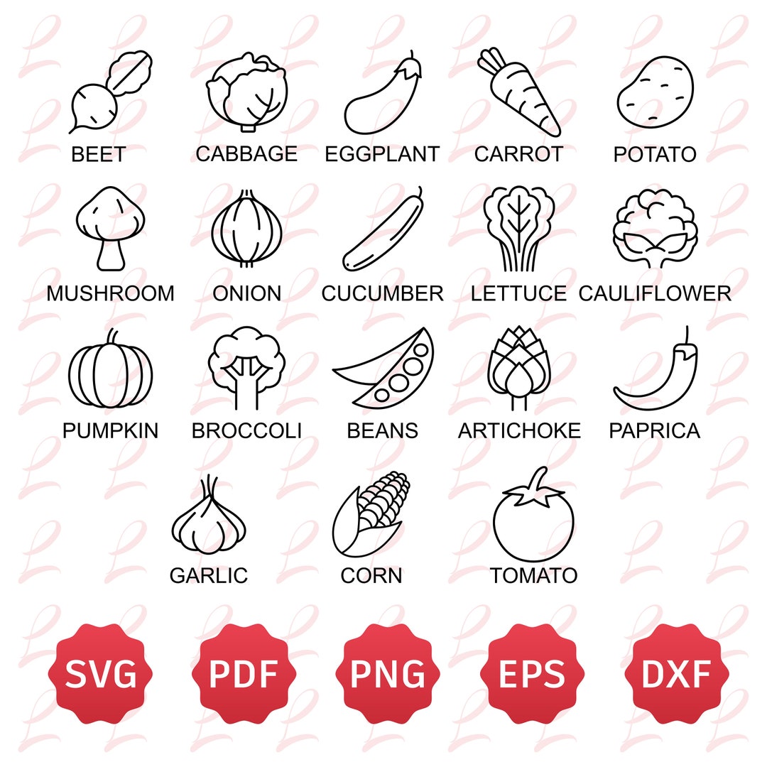 Vegetables Icons Set Svg Bundle Vegan Food Icons Kitchen Icons Cooking ...