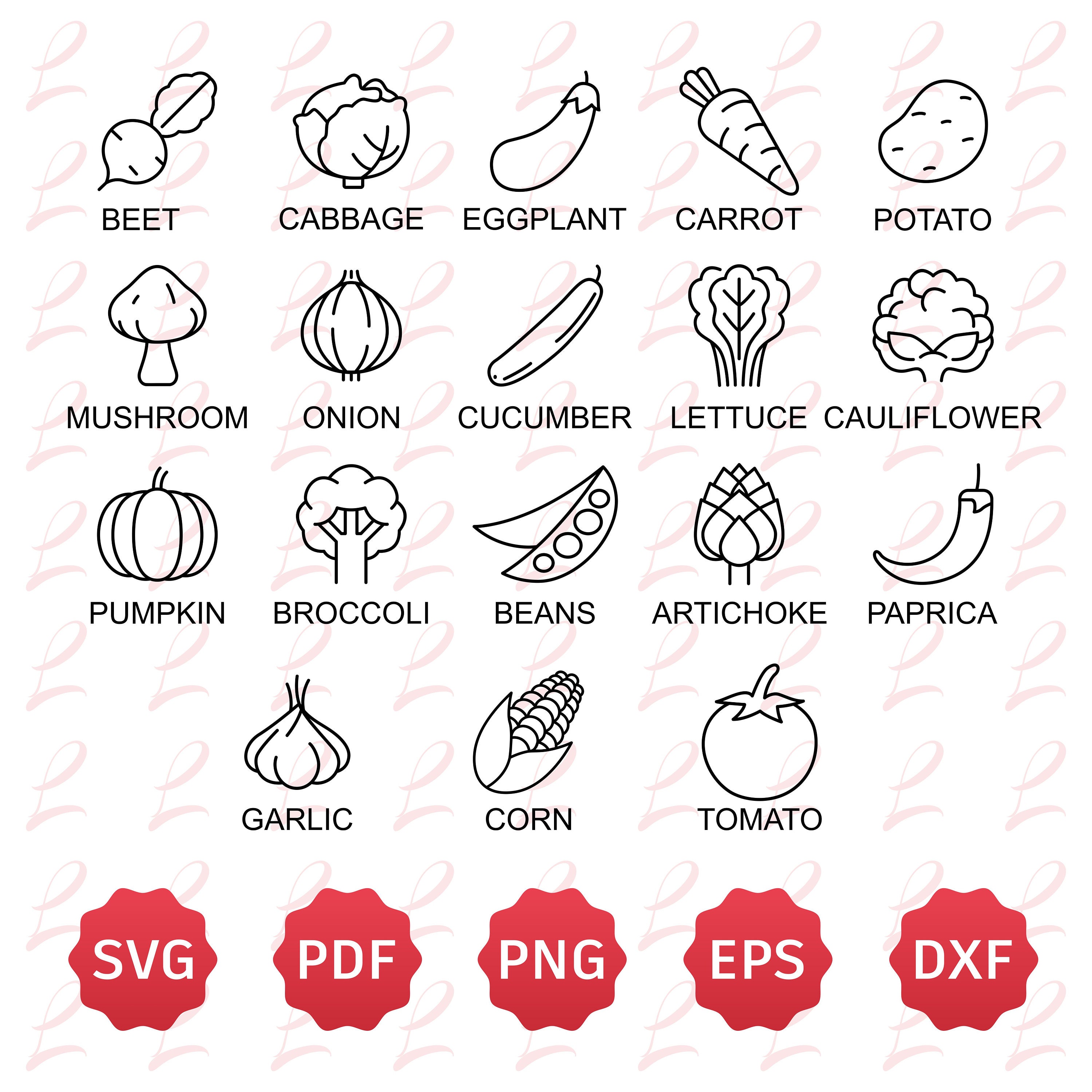 Vegetables Icons Set Svg Bundle Vegan Food Icons Kitchen - Etsy