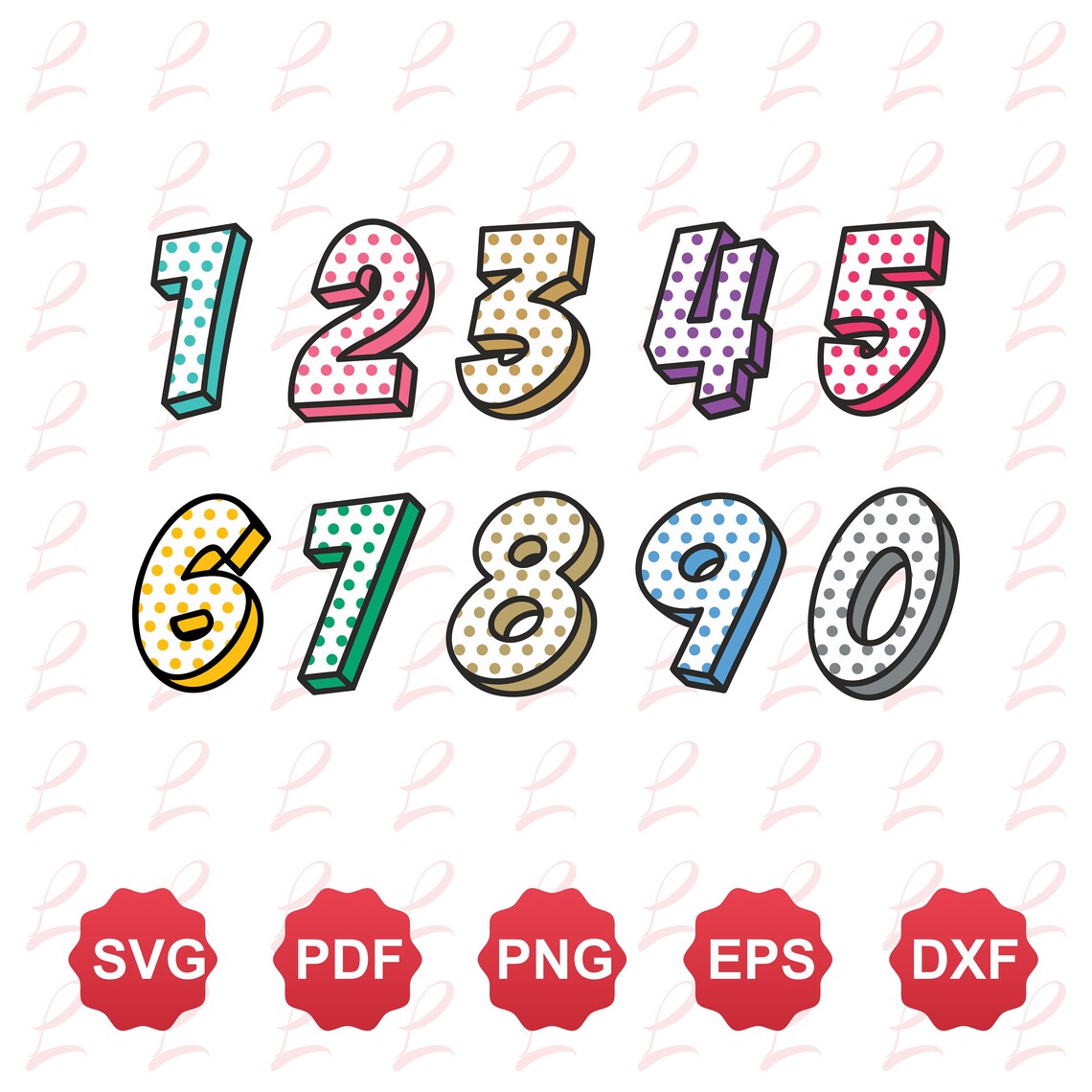 Decorative Colored Numbers SVG Bundle Decorative Numbers for - Etsy