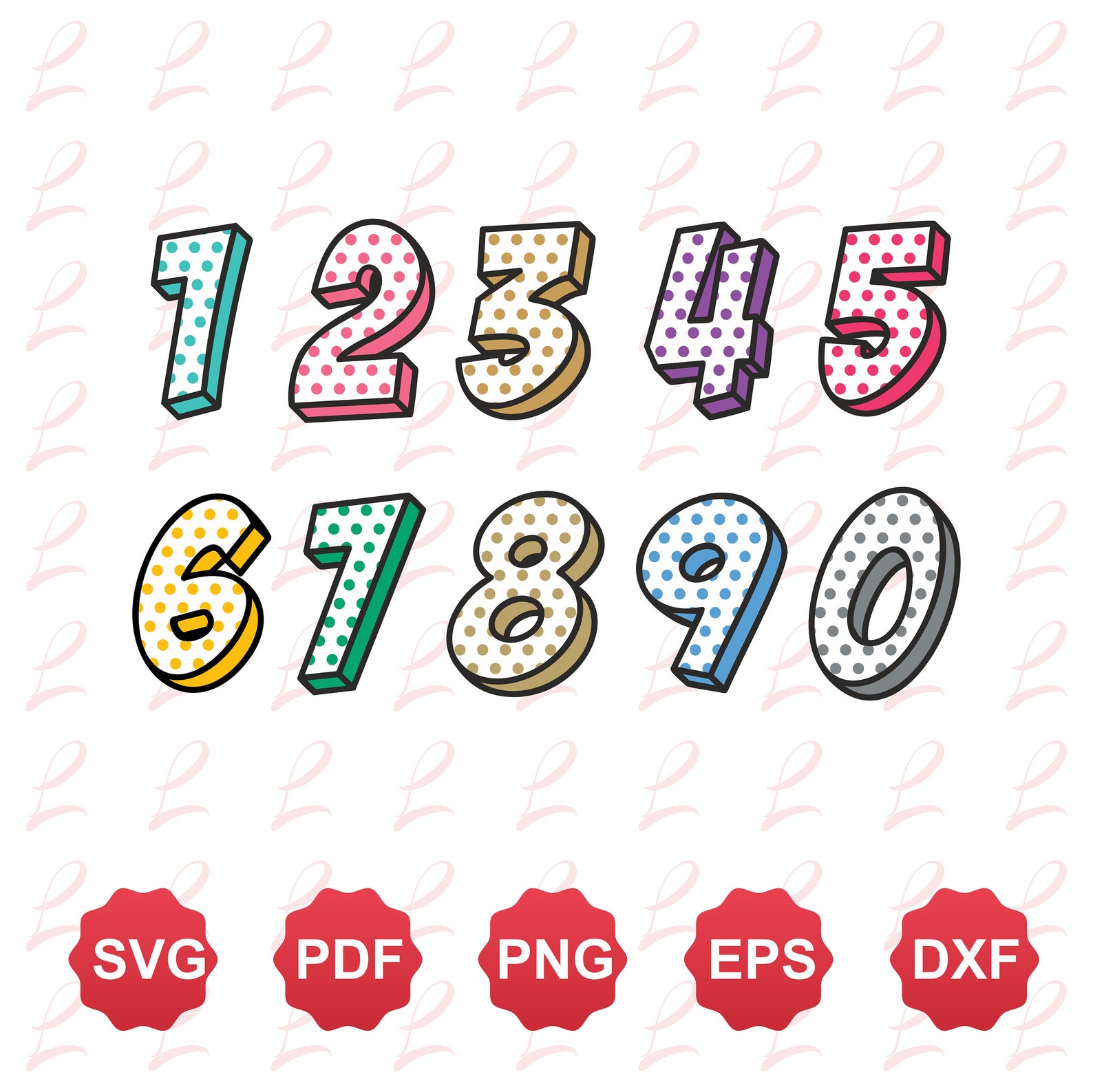 Decorative Colored Numbers SVG Bundle Decorative Numbers for - Etsy