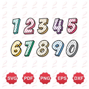 Decorative Colored Numbers SVG Bundle Decorative Numbers for - Etsy