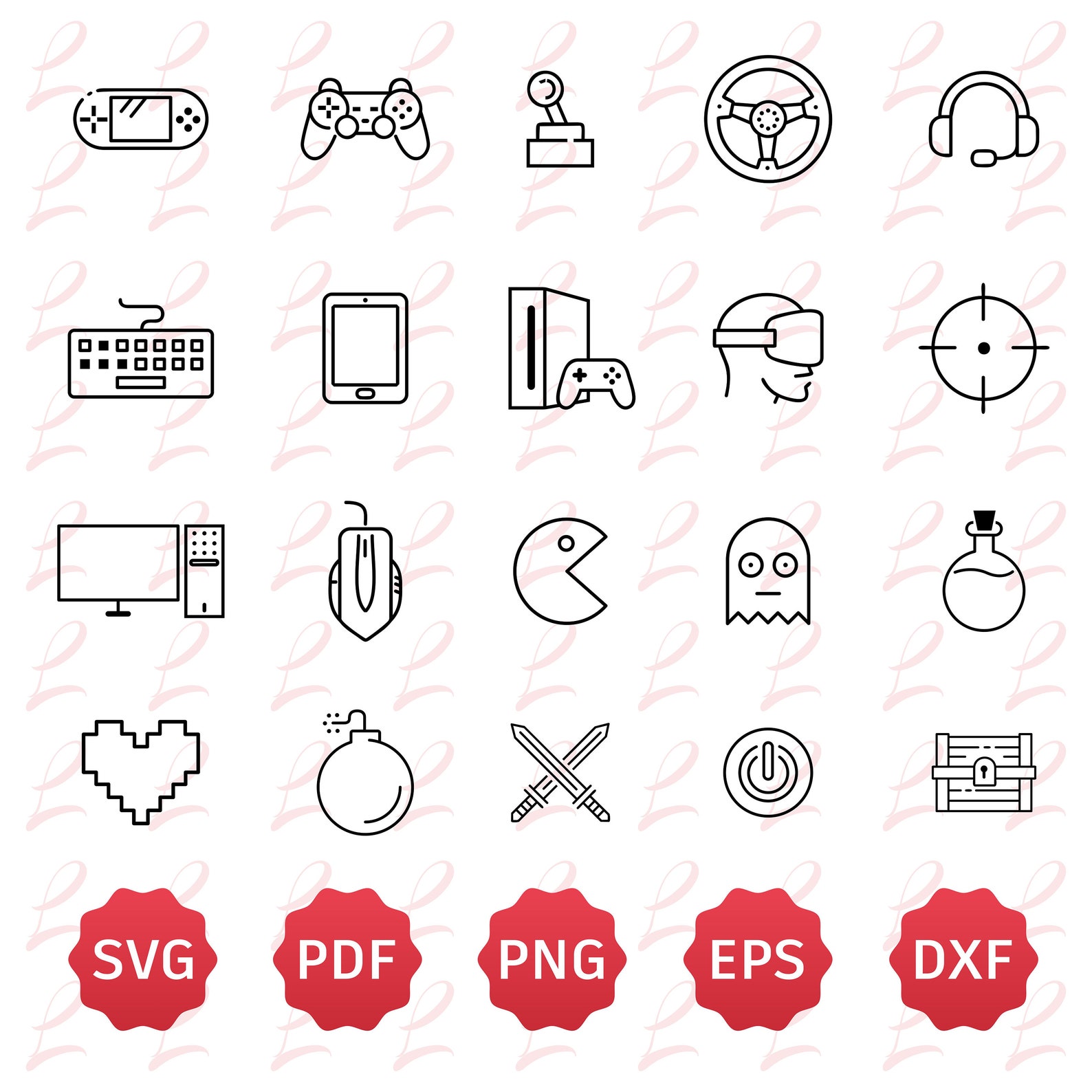 Video Game Icon Set SVG Bundle Gamer Icon Set Game Symbols - Etsy
