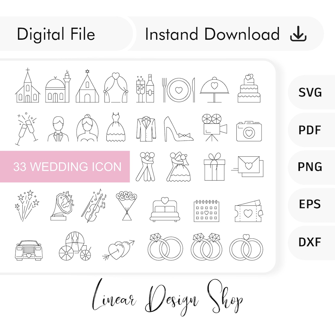 Wedding Event Icons SVG Bundle - Etsy
