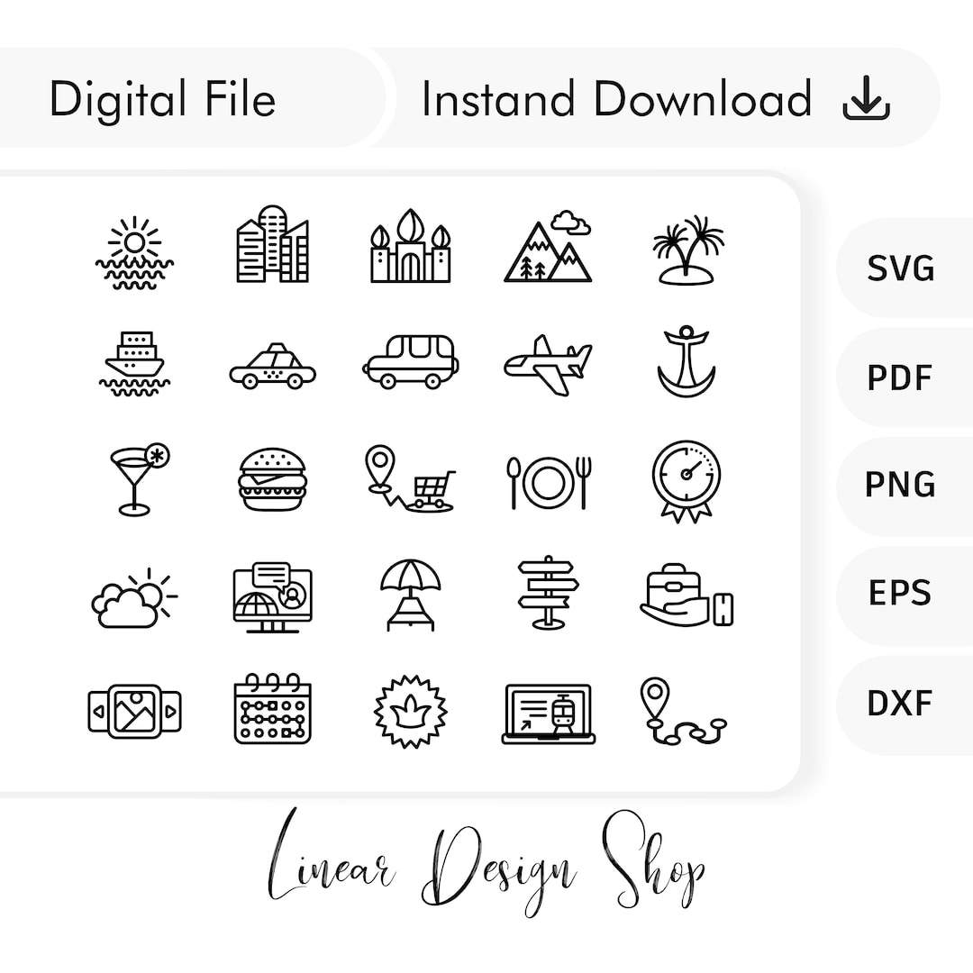 Travel Icons SVG Bundle – Vacation Graphics, Web Design (digital ...