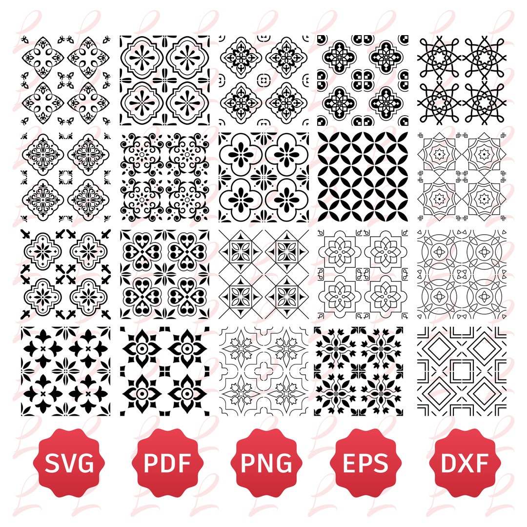 Vinyl Tile Stencils SVG - 20 Pattern Designs - Cricut Cut Files for ...