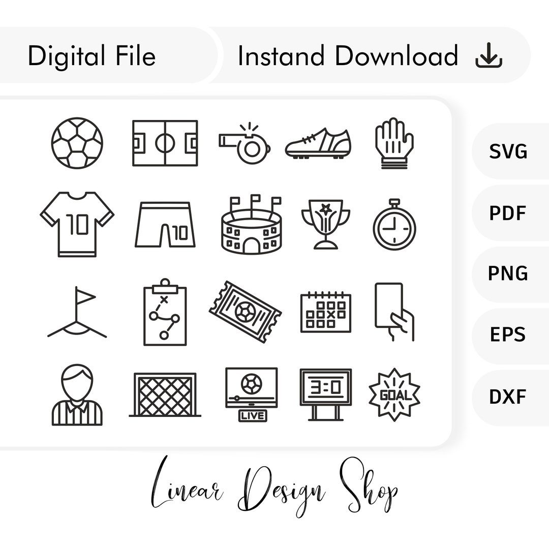 Soccer Icons Bundle - Football Icon Bundle - Soccer Line Icons ...
