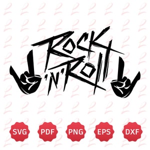 Rock N Roll Svg Rock N Roll Cricut, Silhouette Cut File Rock Music Png ...