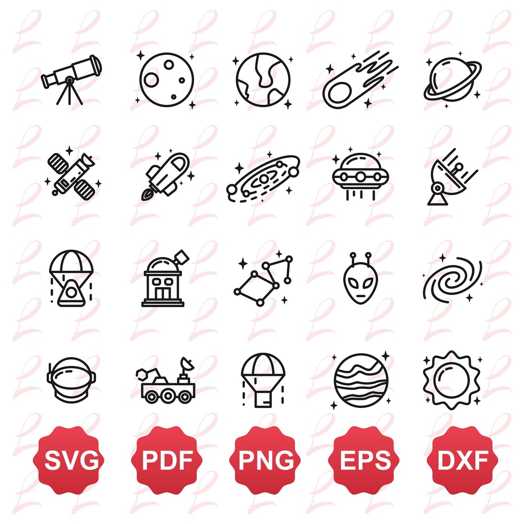 Space Icon Bundle, Astronomy Icons, Space and Planets Line Icons Set ...