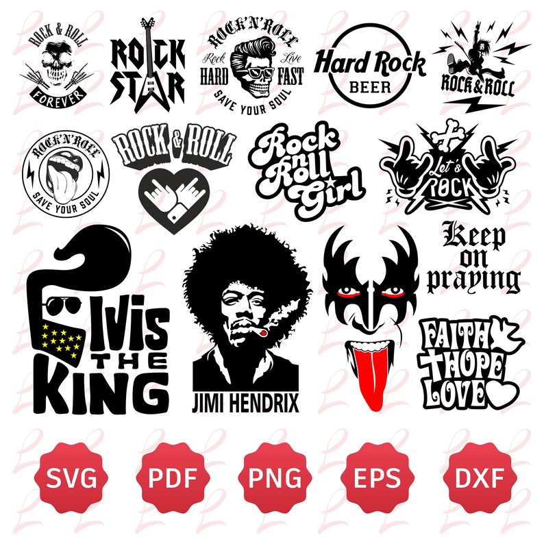 Rock N Roll SVG Bundle Rock Cricut Rock N Roll Clipart - Etsy