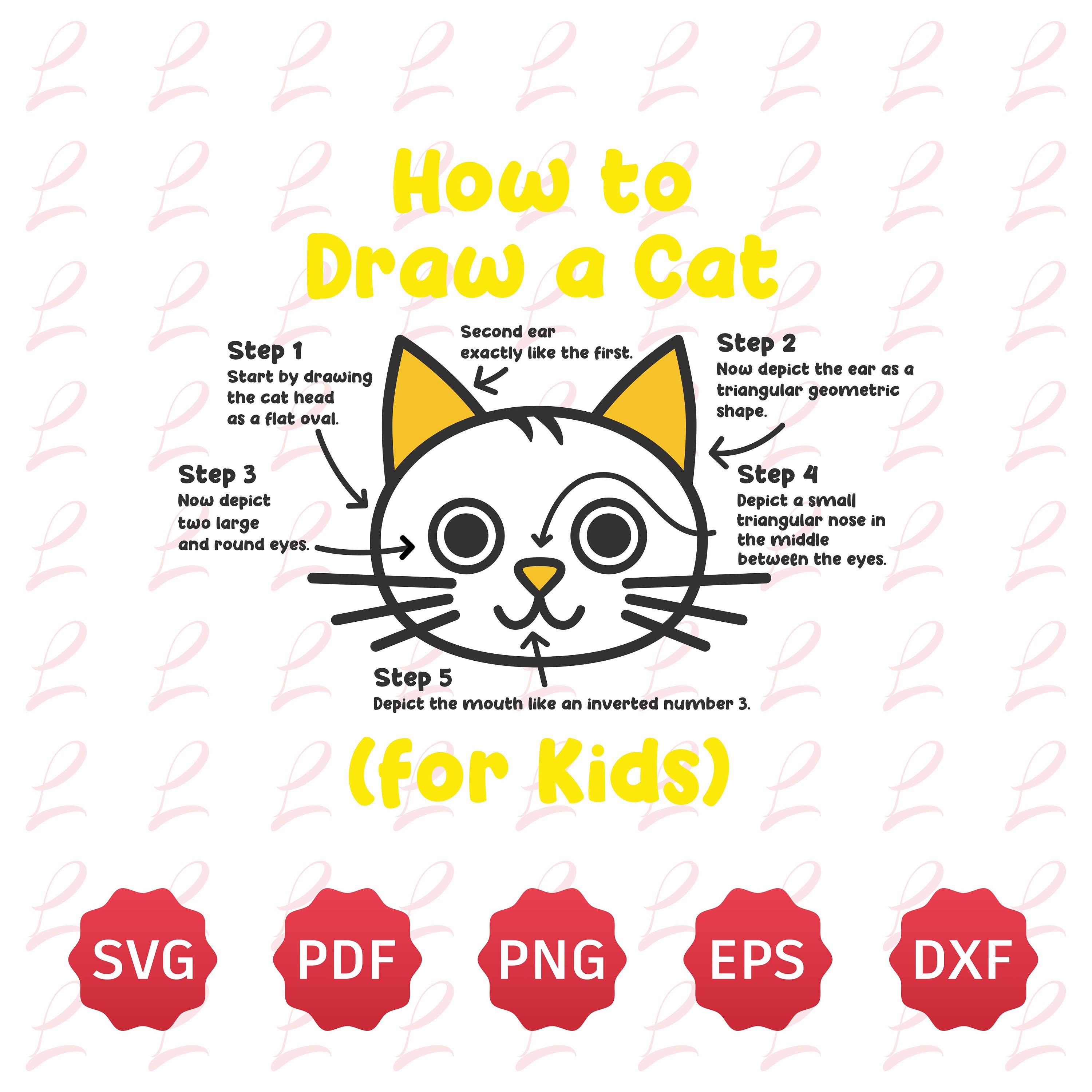 How To Draw A Cat Face Step By Step For Kids