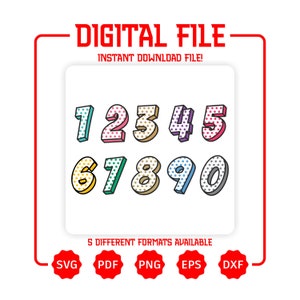 Decorative Colored Numbers SVG Bundle - Decorative Numbers for Birthday ...