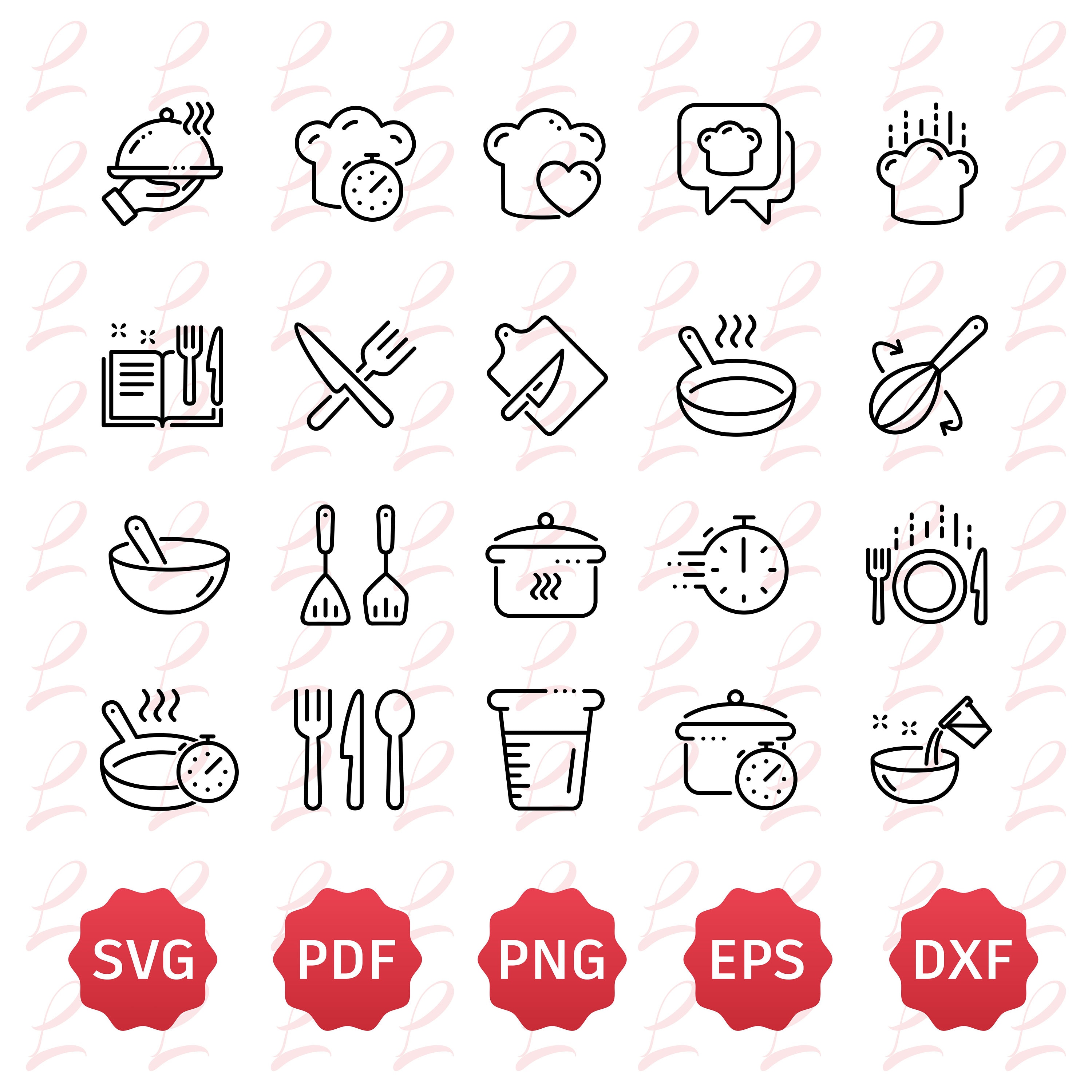 Kitchen Cooking Icon Set Cooking Planner Icons Cooking | Etsy