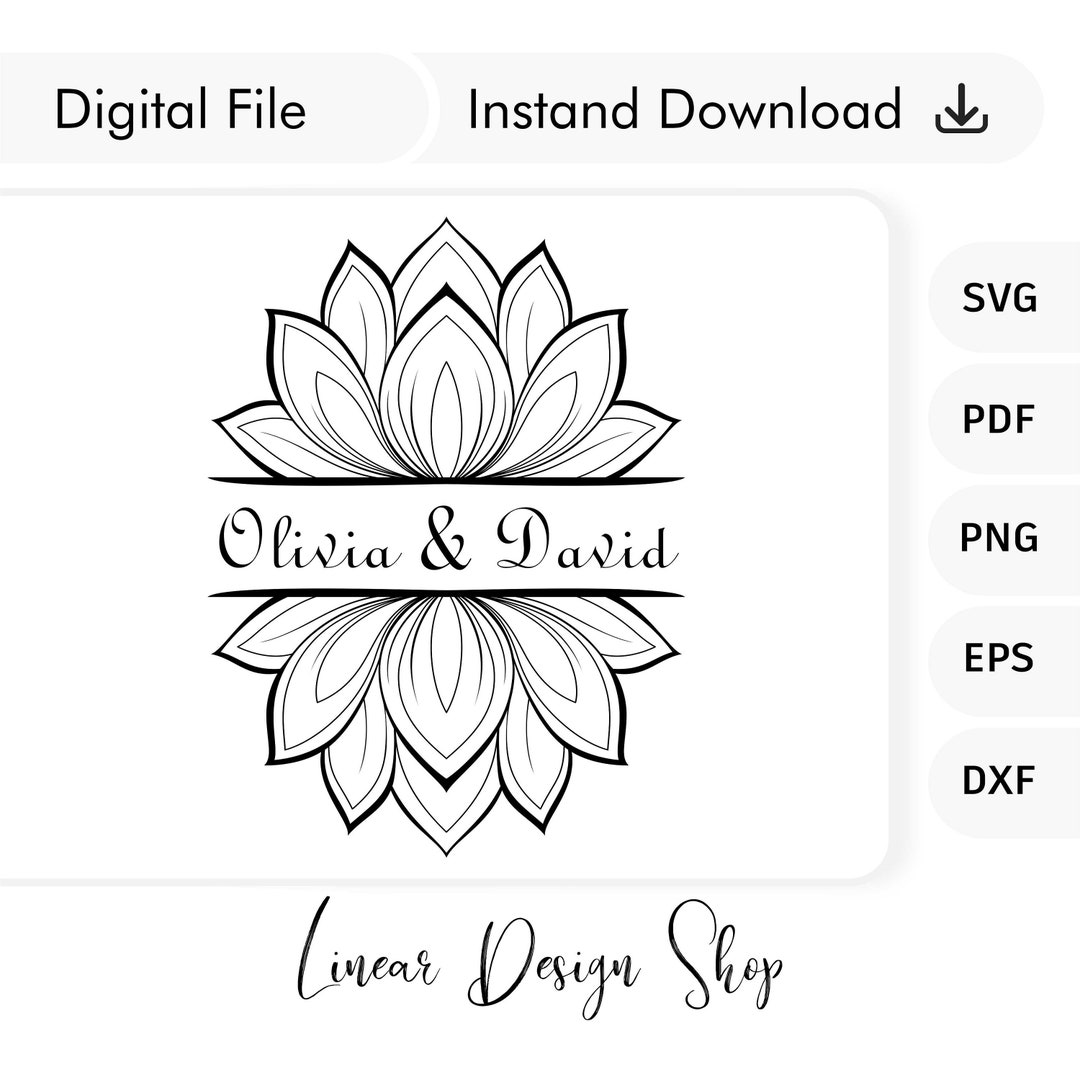 Lotus Monogram, Lotus Wedding Svg, Lotus Flower, Lotus Wedding Decor ...