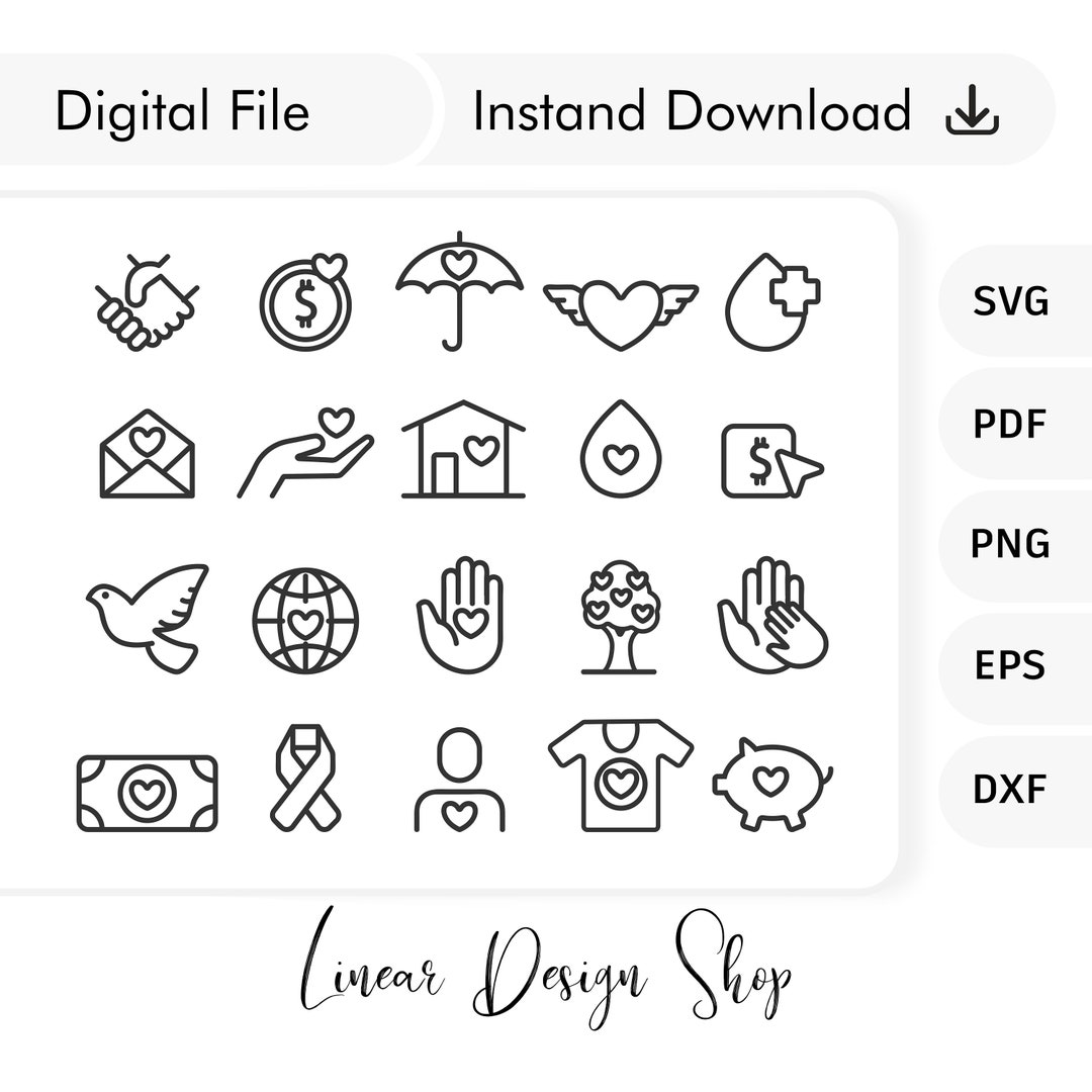 Volunteer Line Icon Svg Bundle - Charity Web Icons - Volunteering Png ...