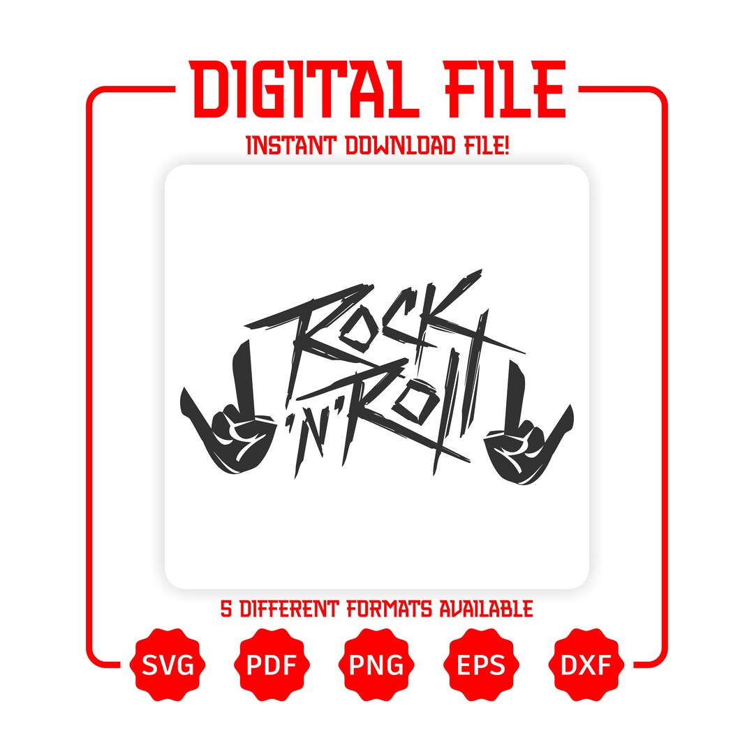Rock N Roll Svg Rock N Roll Cricut, Silhouette Cut File Rock Music Png ...