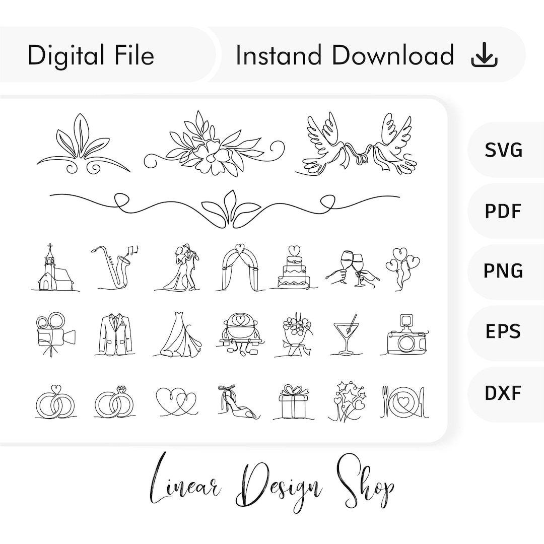 One Line Icons, Minimal Icon Bundle , Line Continuous Drawing, Hand ...