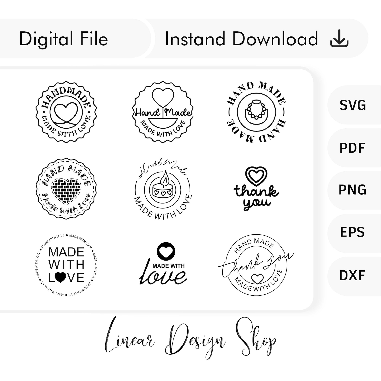 Handmade Sticker SVG Bundle - Rubber Stamp Design (digital Download) - Etsy