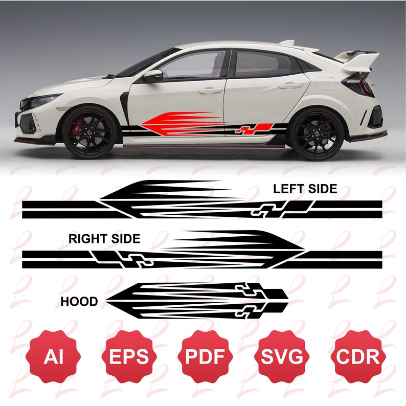 Car Sport Side Stripes, Vinyl Decals for Car Lovers, Racing Styling ...