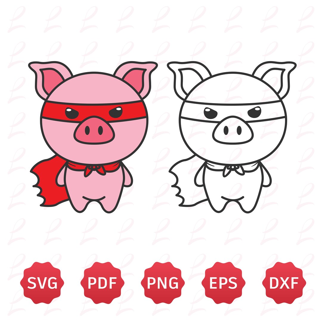 Super Hero Pig Svg Cute Piggy With Cape Baby Pig Png Farm Animal Svg ...