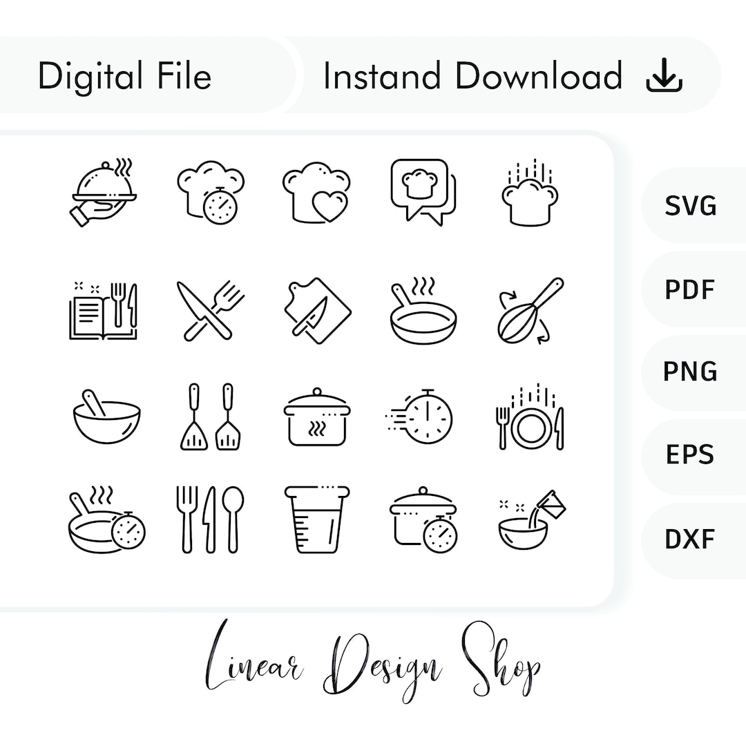 Kitchen Cooking Icon Set - Planner Icons & Doodles - Food Sticker Svg ...