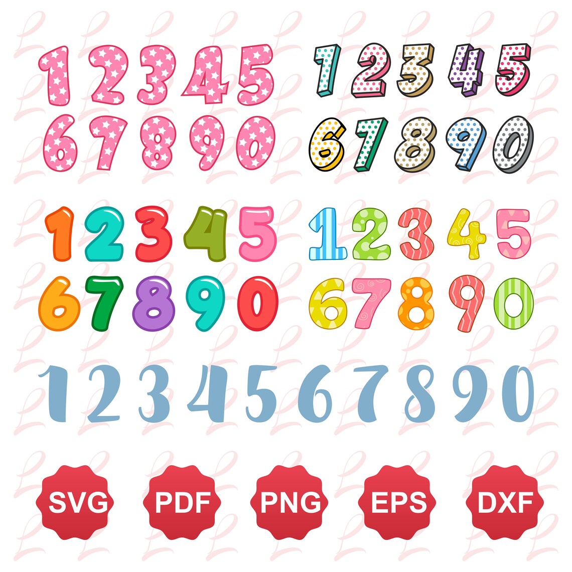 Decorative Colored Numbers SVG Bundle Decorative Numbers for - Etsy
