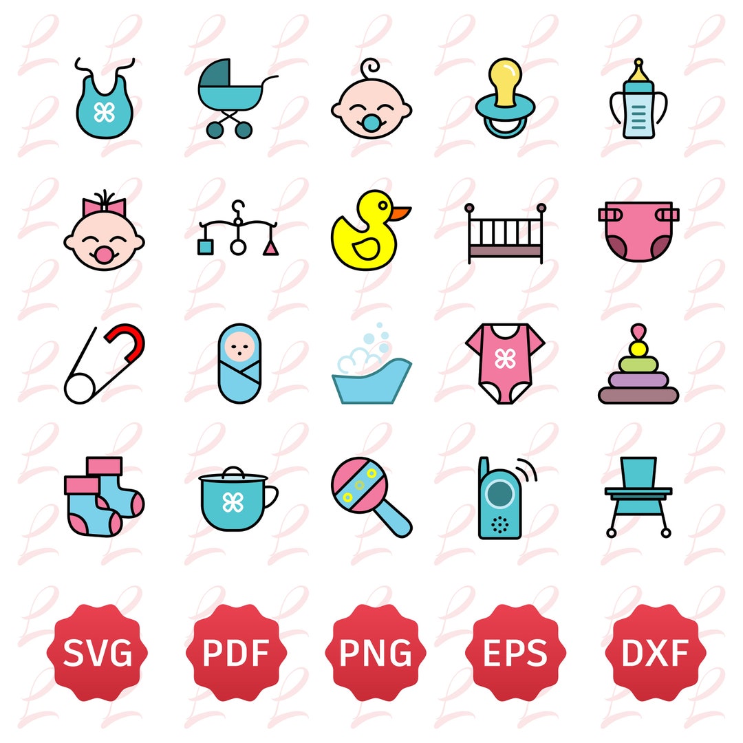 Baby Shower Doodle Icon Set SVG Bundle Baby Shower Layered - Etsy