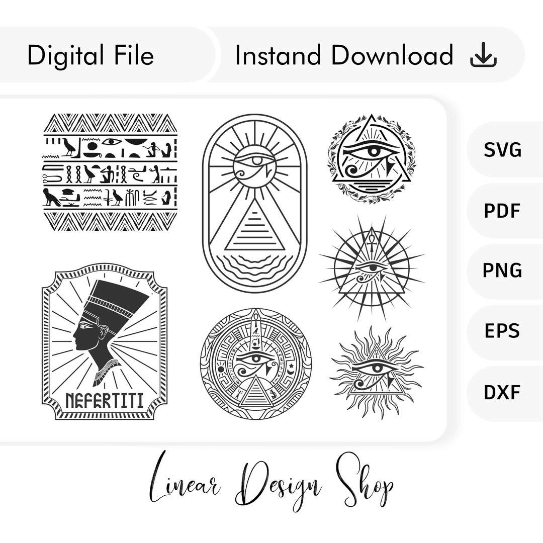 Egypt Cut Bundle, Eye of Ra Svg - Egypt Symobls Clipart - the Ankh ...