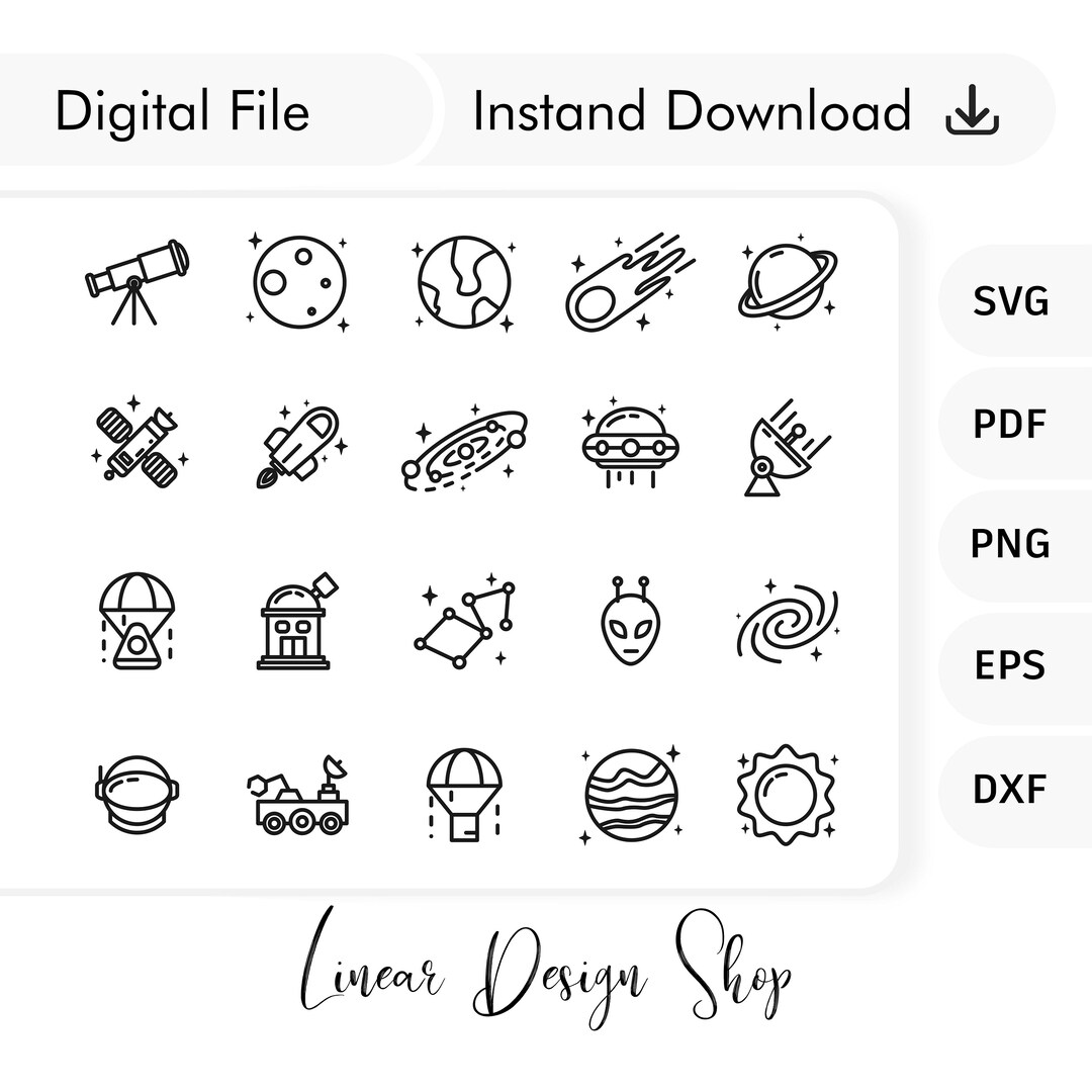 Space Icon Bundle, Astronomy Icons, Space and Planets Line Icons Set ...