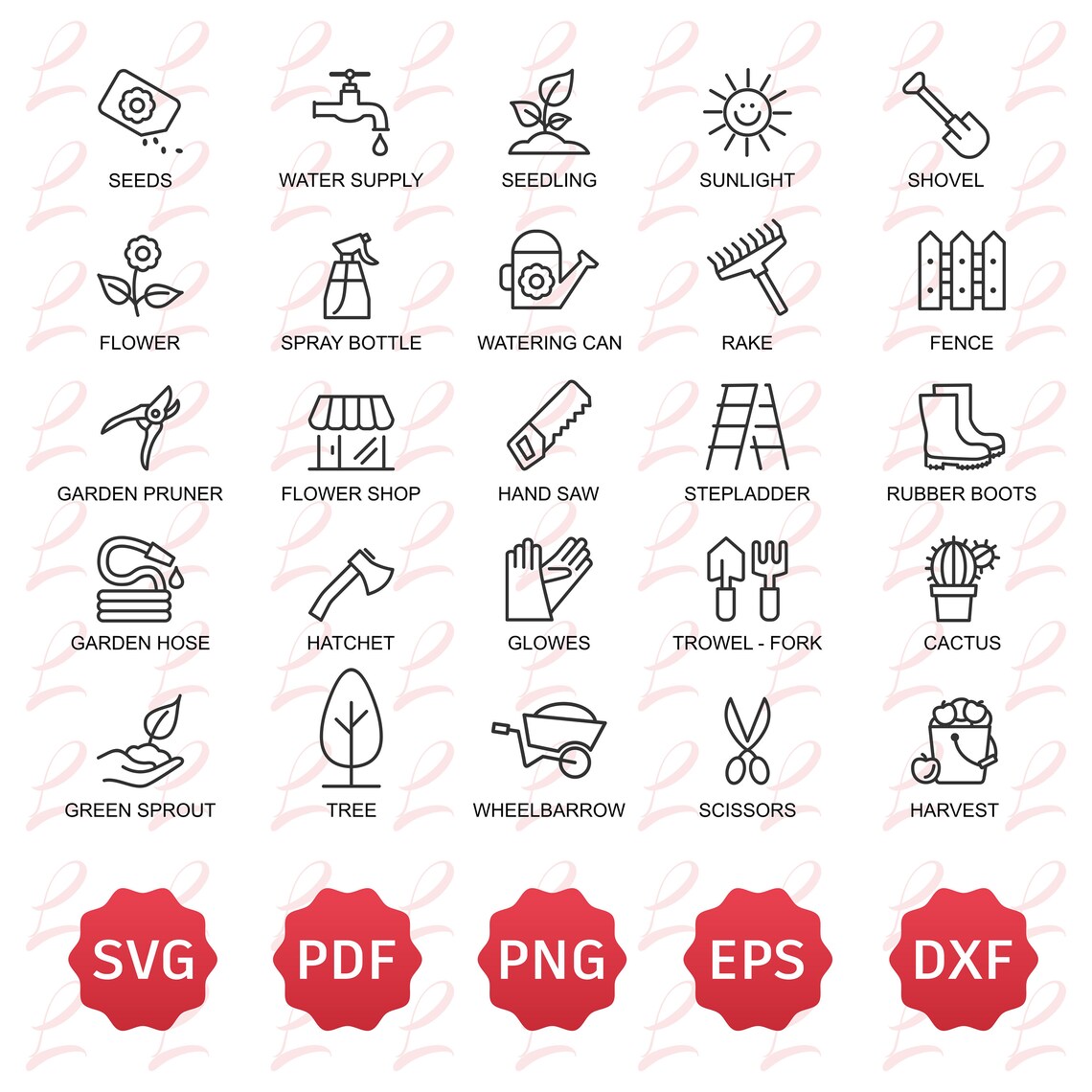 Gardening Line Icon Svg Bundle Farming Line Icon Png Bundle - Etsy