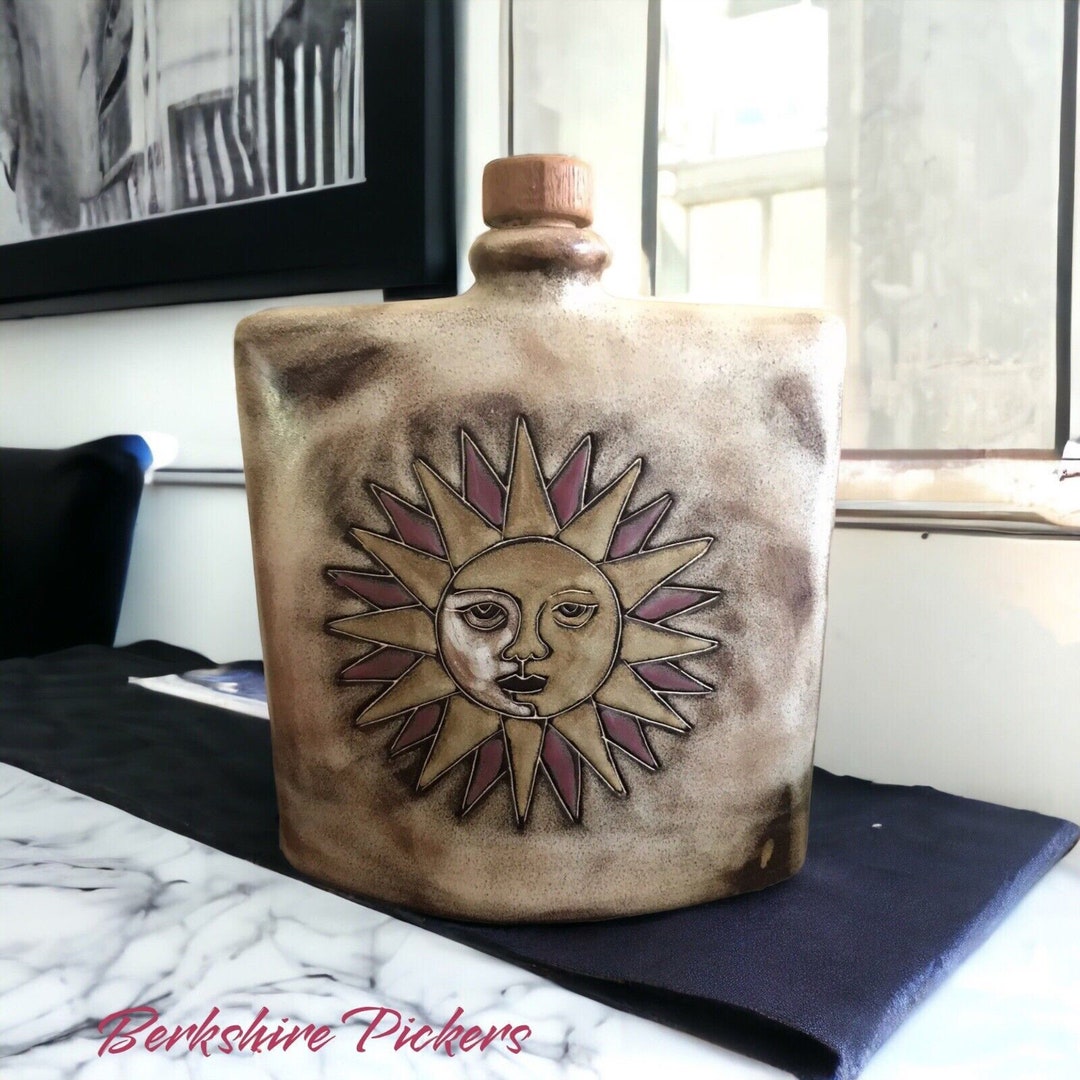 Mara Mexico Art Pottery Decanter Vase Moon & Sun With Wood Cork - Etsy
