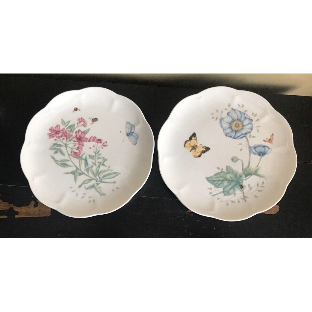 Lenox Butterfly Meadow Monarch Patterns 2 Salad Plates Scalloped - Etsy