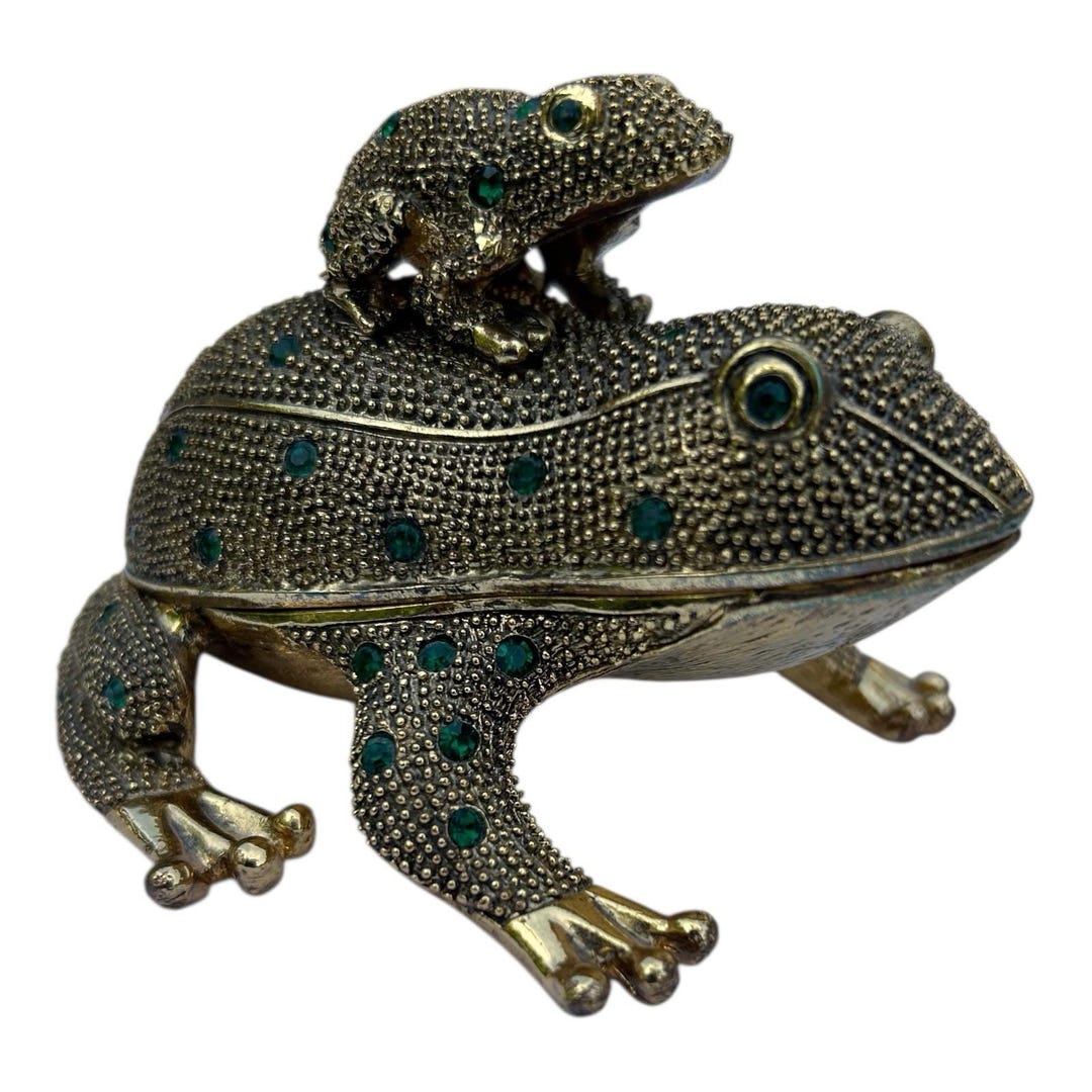 Bombay Co. Brass Green Frog Trinket Box Magnifying Glass Letter Opener ...