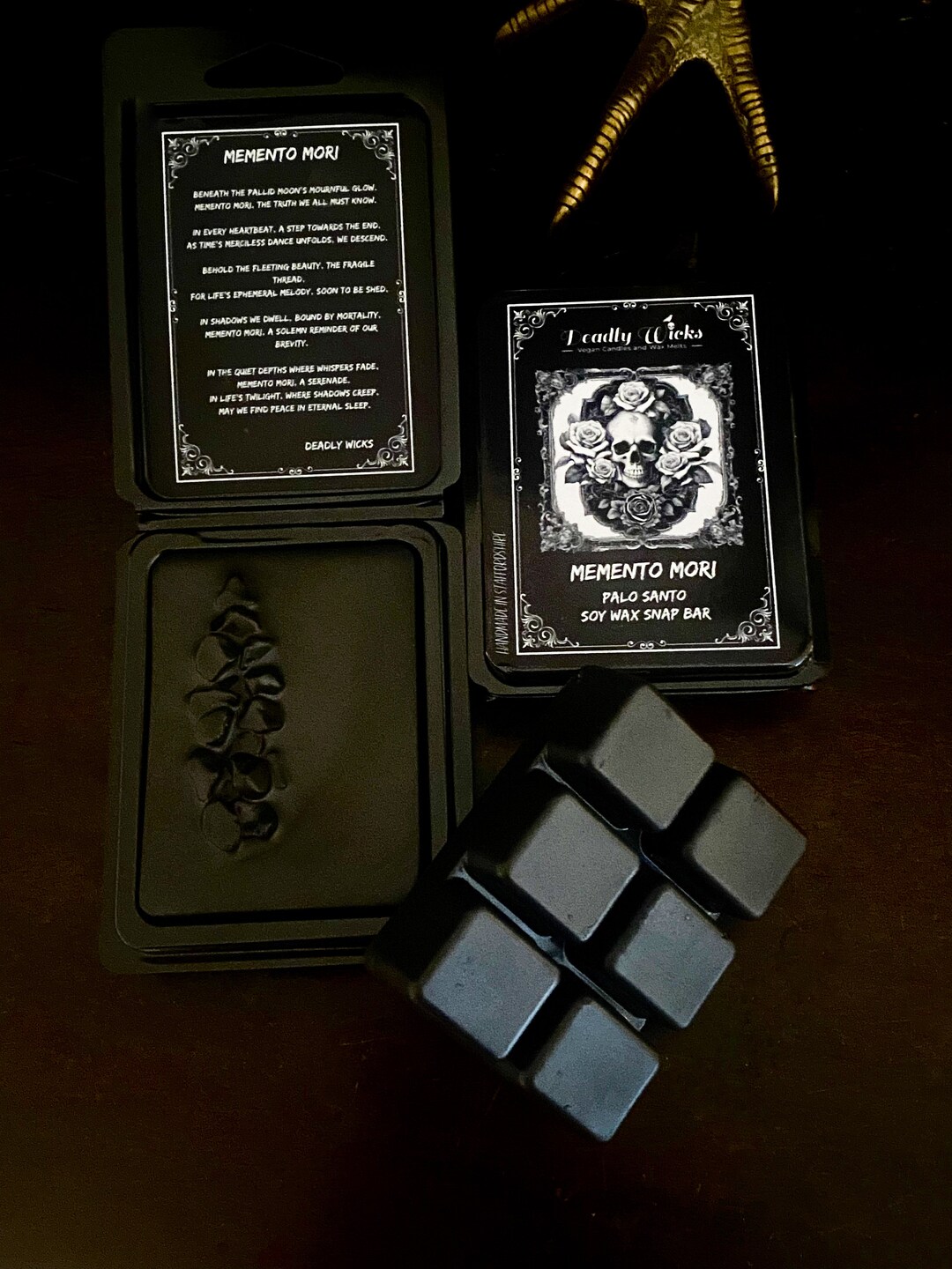 Memento Mori Obsidian Adorned Wax Melt Palo Santo Fragrance, Negativity ...