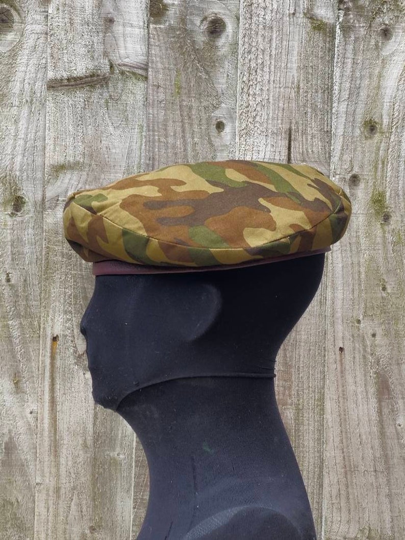 Camo Beret: Twill Cotton With Nappa Leather Trim, Military Style - Etsy