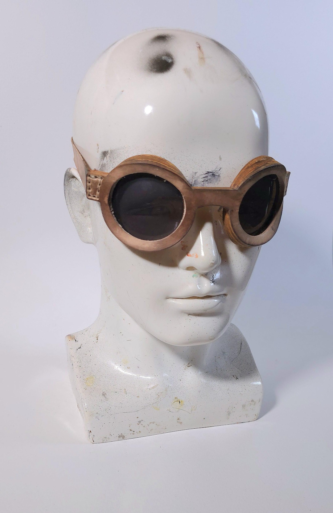 Steampunk Goggles Burning Man Leather Goggles Vintage Handmade Leather ...