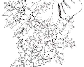 Holly Jolly Coloring Page PNG Winter Coloring Page PNG Adult Coloring ...