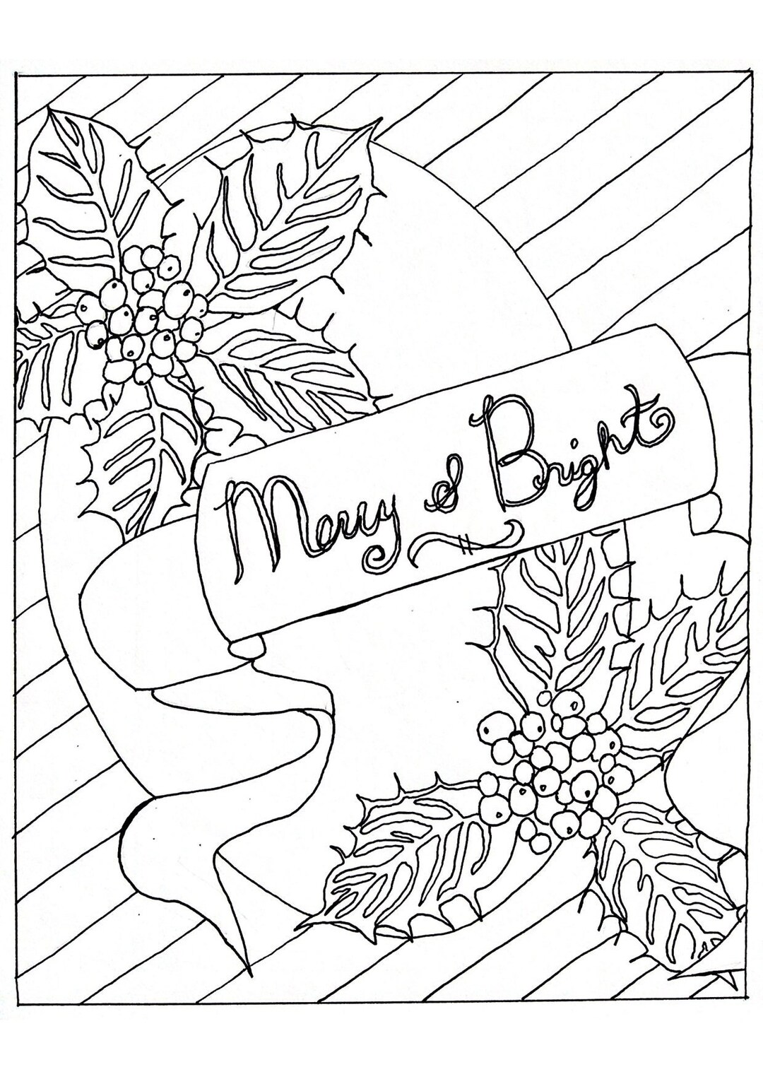 Merry and Bright Coloring Page - Etsy