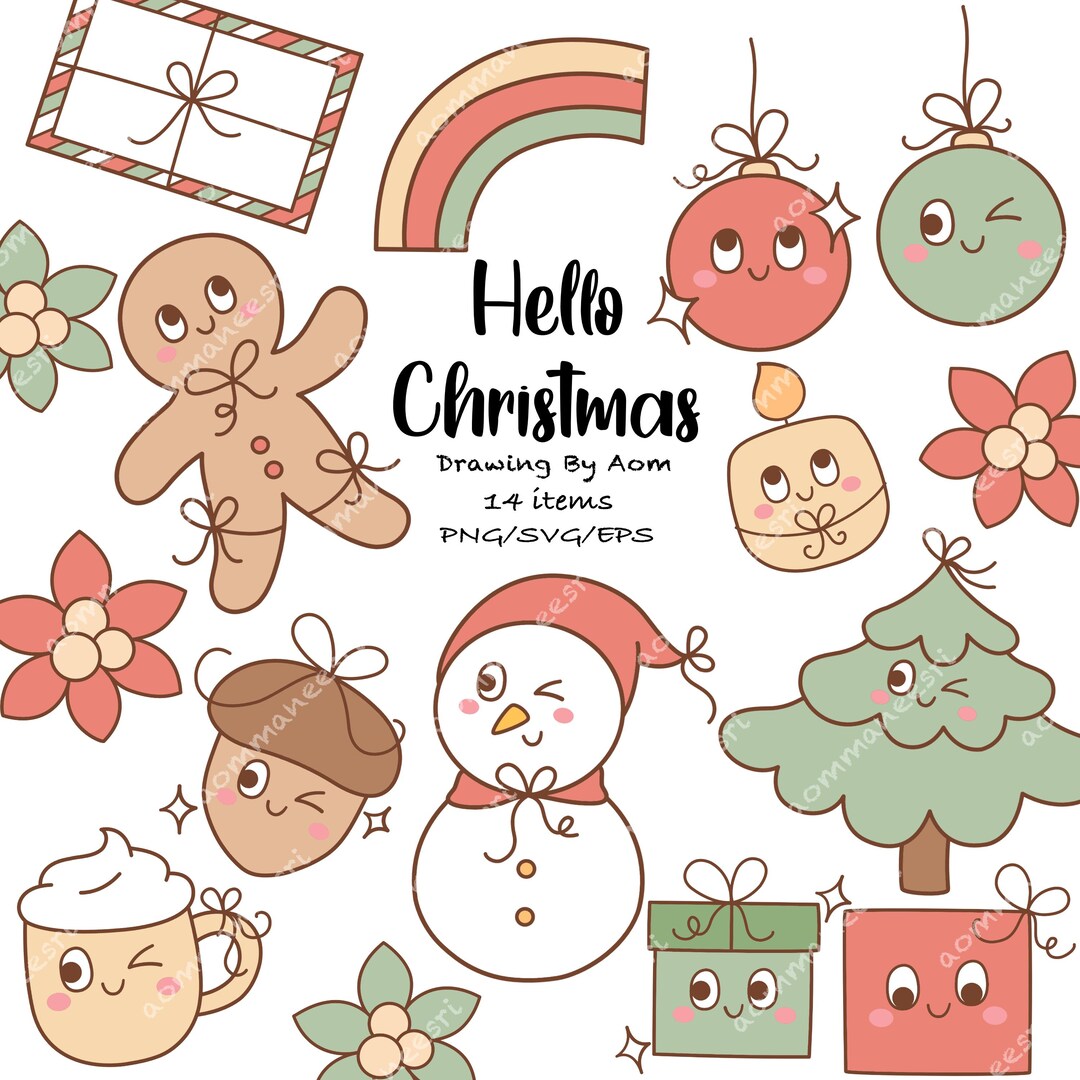 Christmas PNG, Cute Christmas Clipart Set, Christmas Set SVG - Etsy