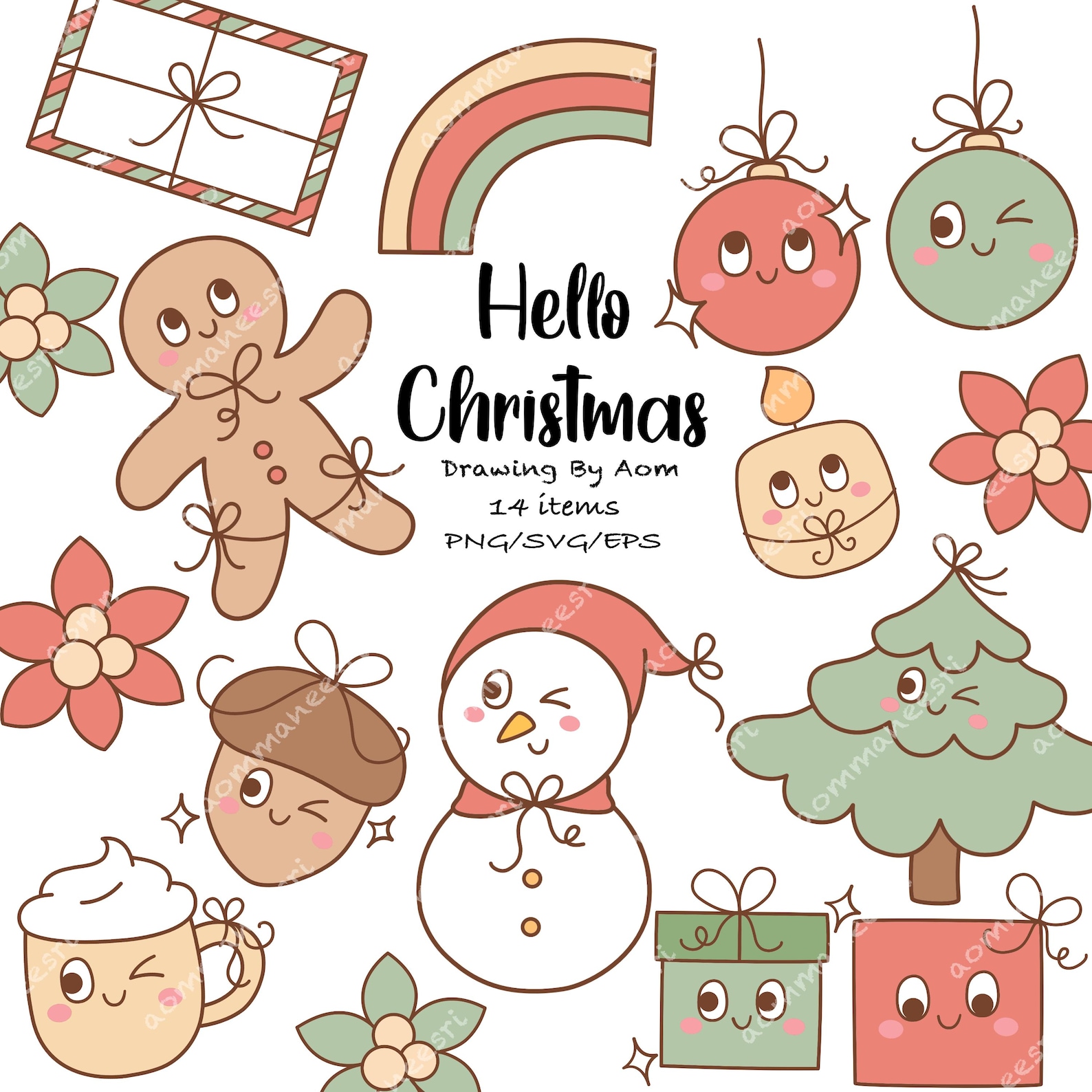 Christmas PNG, Cute Christmas Clipart Set, Christmas Set SVG - Etsy