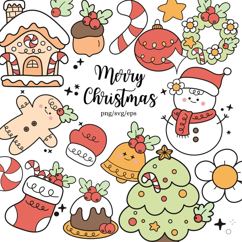 Christmas PNG, Cute Christmas Clipart Set, Christmas Set SVG Files - Etsy
