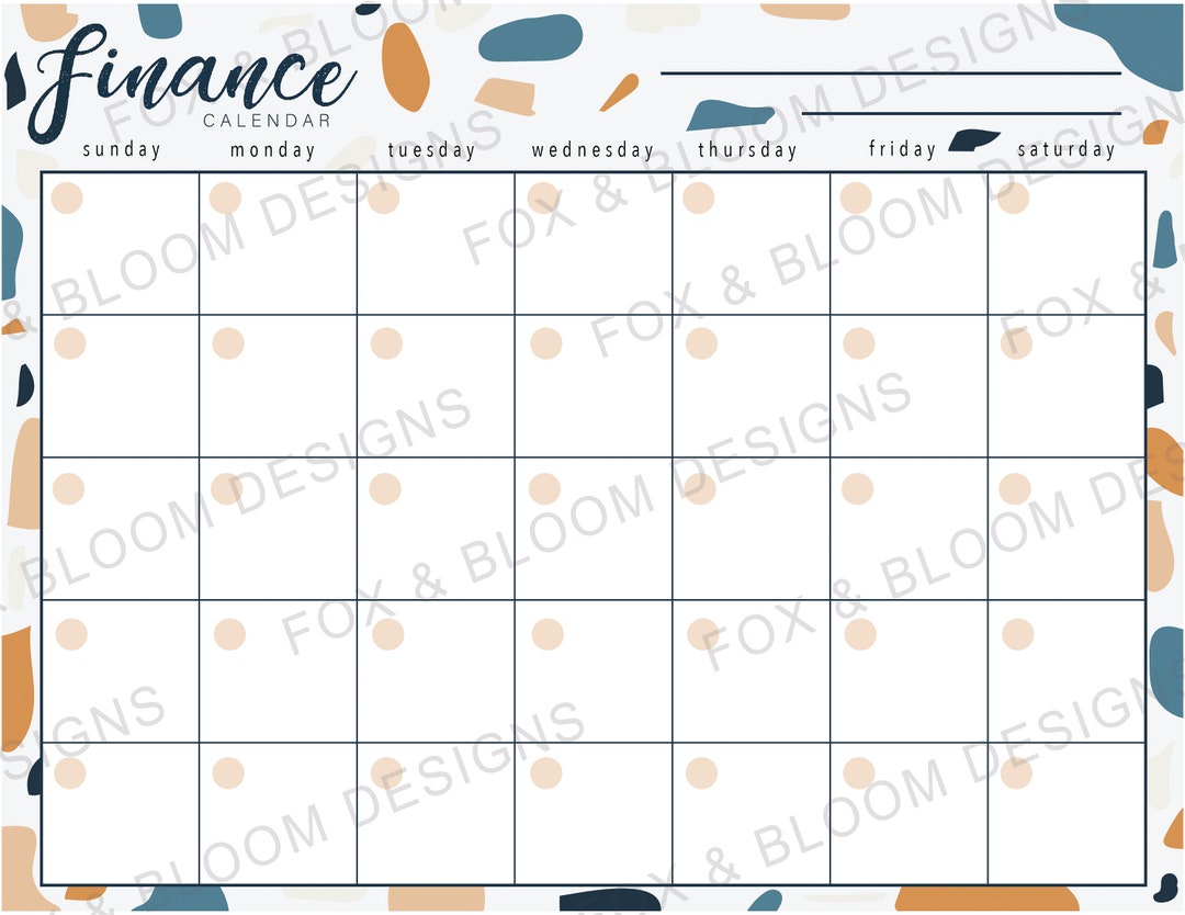 DIGITAL DOWNLOAD / Printable Finance Calendar / Finance Tracker Sheet ...