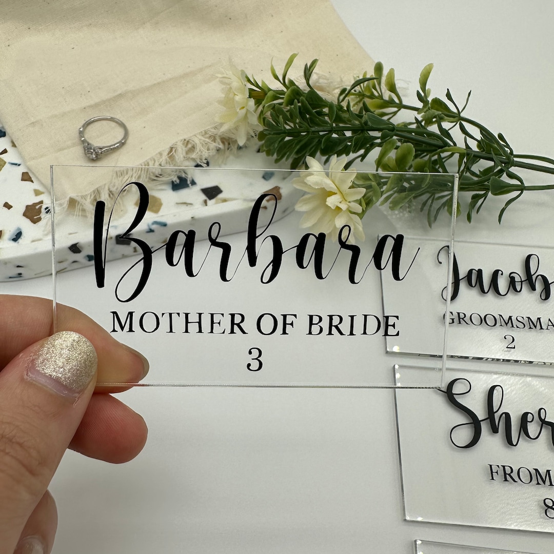 Clear Acrylic Name Place Cards | Wedding Place Cards | Party Seat ...