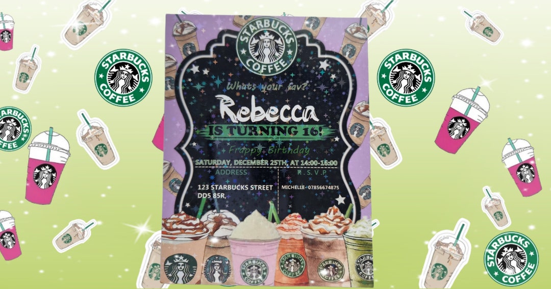 Personalised Starbucks Party Invitations, Starbucks Theme, Coffee ...