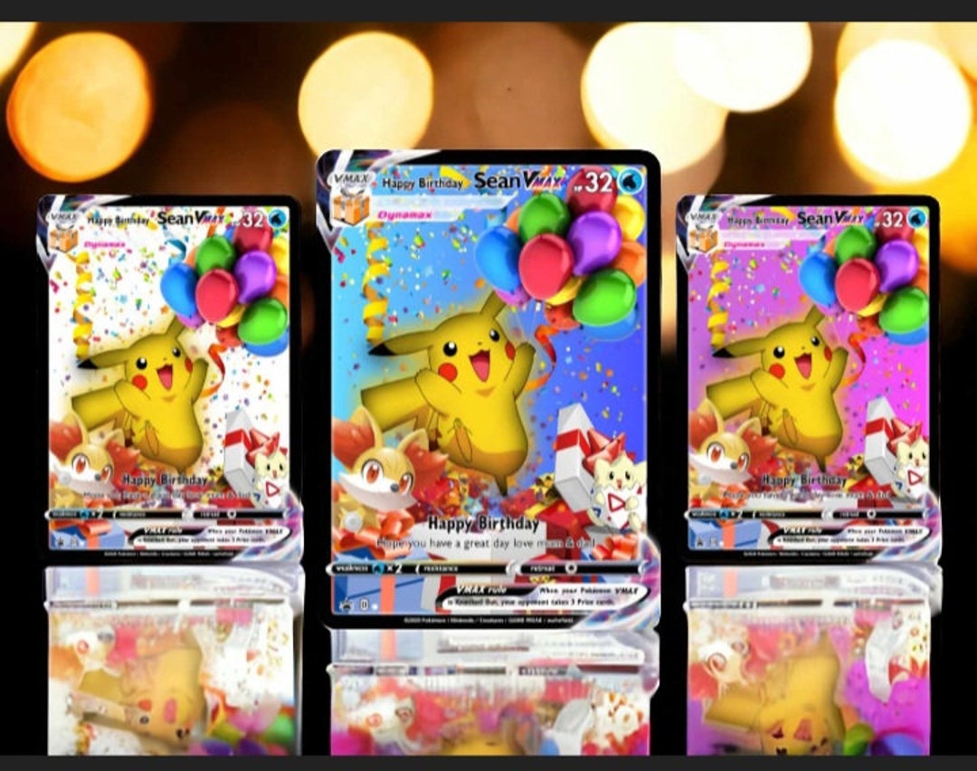 Personalised Pokémon Birthday Cards, Vmax Pokémon Card, Birthday Cards ...