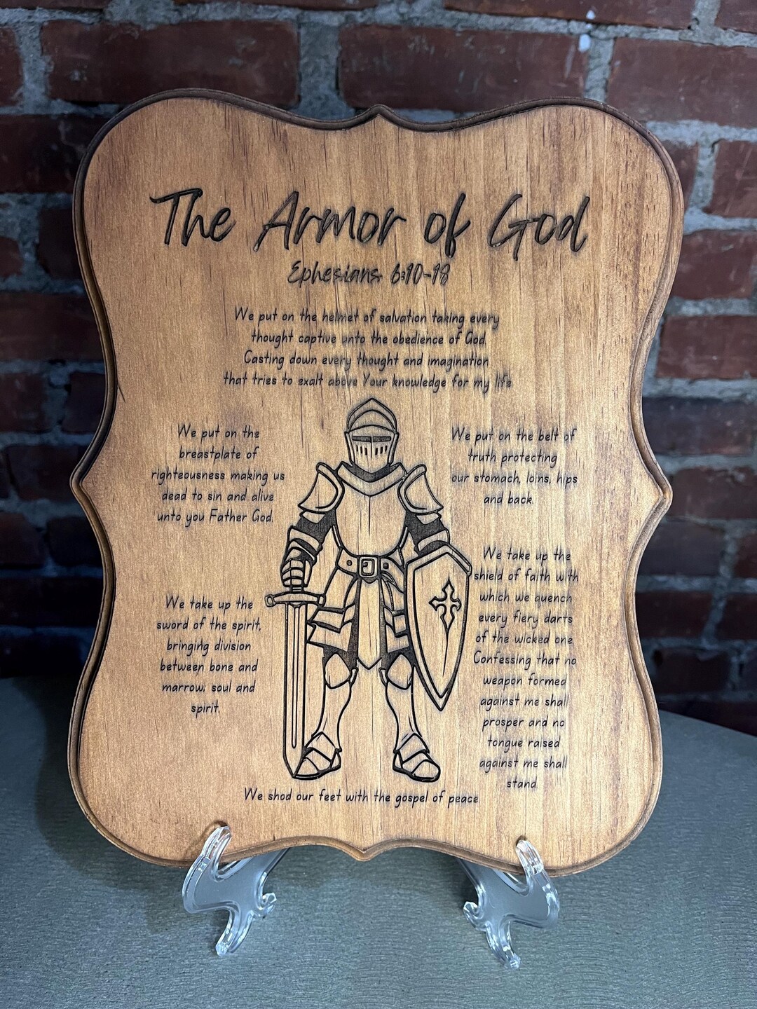 Armor of God Ephesians 6:10-18 Prayer Engraved Wooden Plaque - Etsy